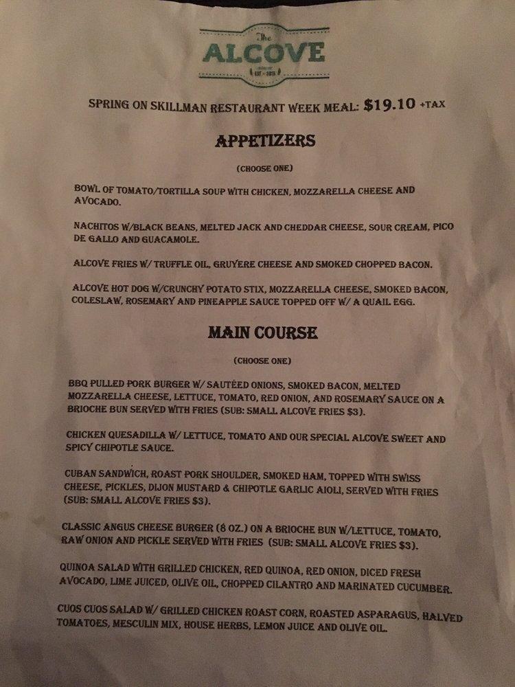 Menu at The Alcove pub & bar, New York City