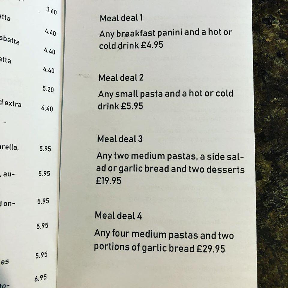 Menu at Caffe Italia cafe, Melton Mowbray