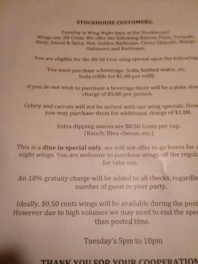 Menu at Stockhouse Restaurant & Sandbar Pub, Windham