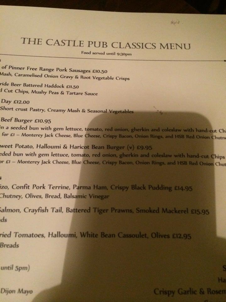 Menu at The Castle, Harrow pub & bar, Harrow, 30 West St