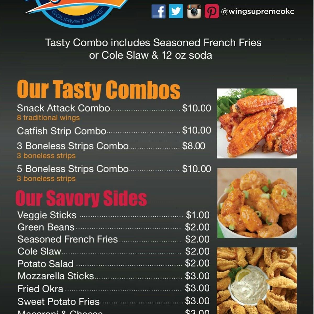 Menu at Wing Supreme OKC restaurant, Oklahoma City, N Lincoln Blvd