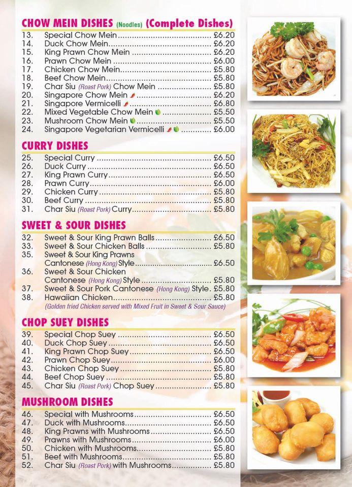 Menu at Wong Kwok fast food, Flint