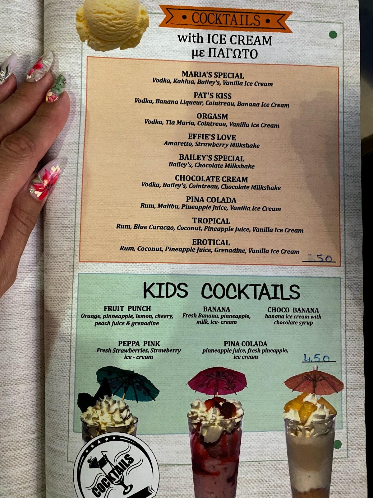 Menu at Acropol Bar, Kefalos