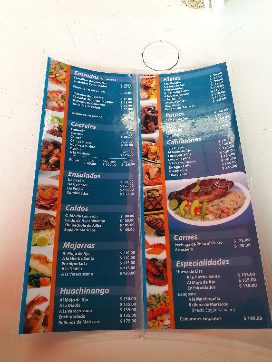 Menu at Camaron Loco restaurant, San Agustín de las Juntas