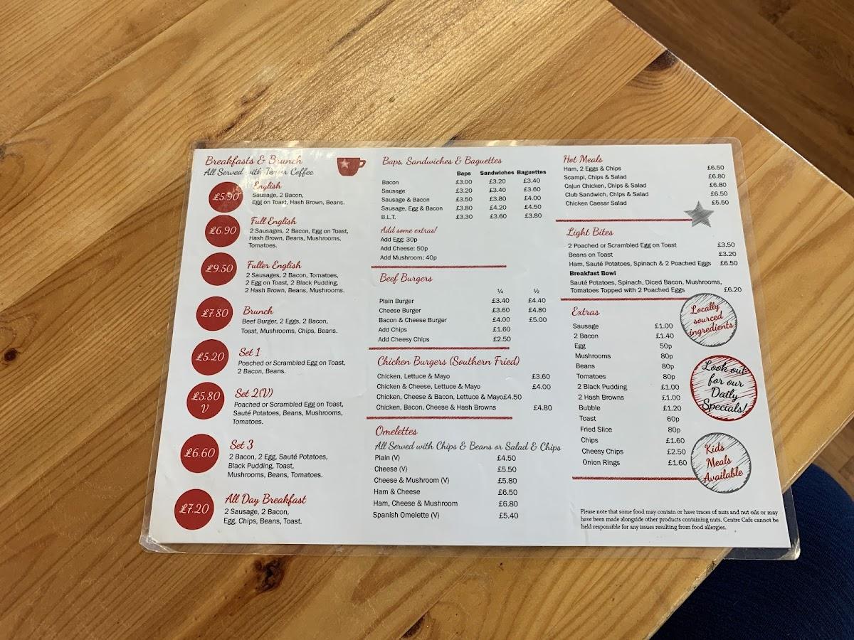Menu at Centre Cafe, Crawley, Rowfant Business Centre