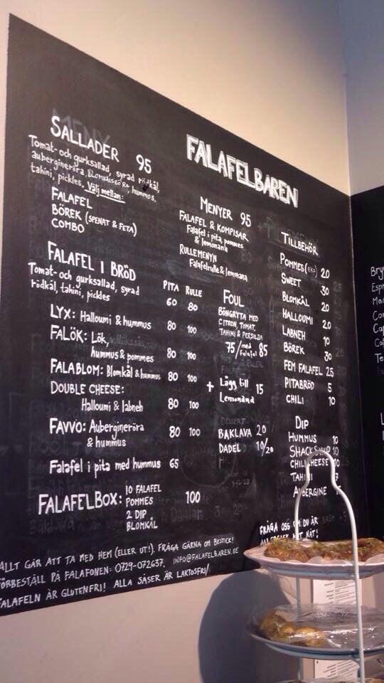 Menu at Falafel Bar, Stockholm, Hornsgatan 39B