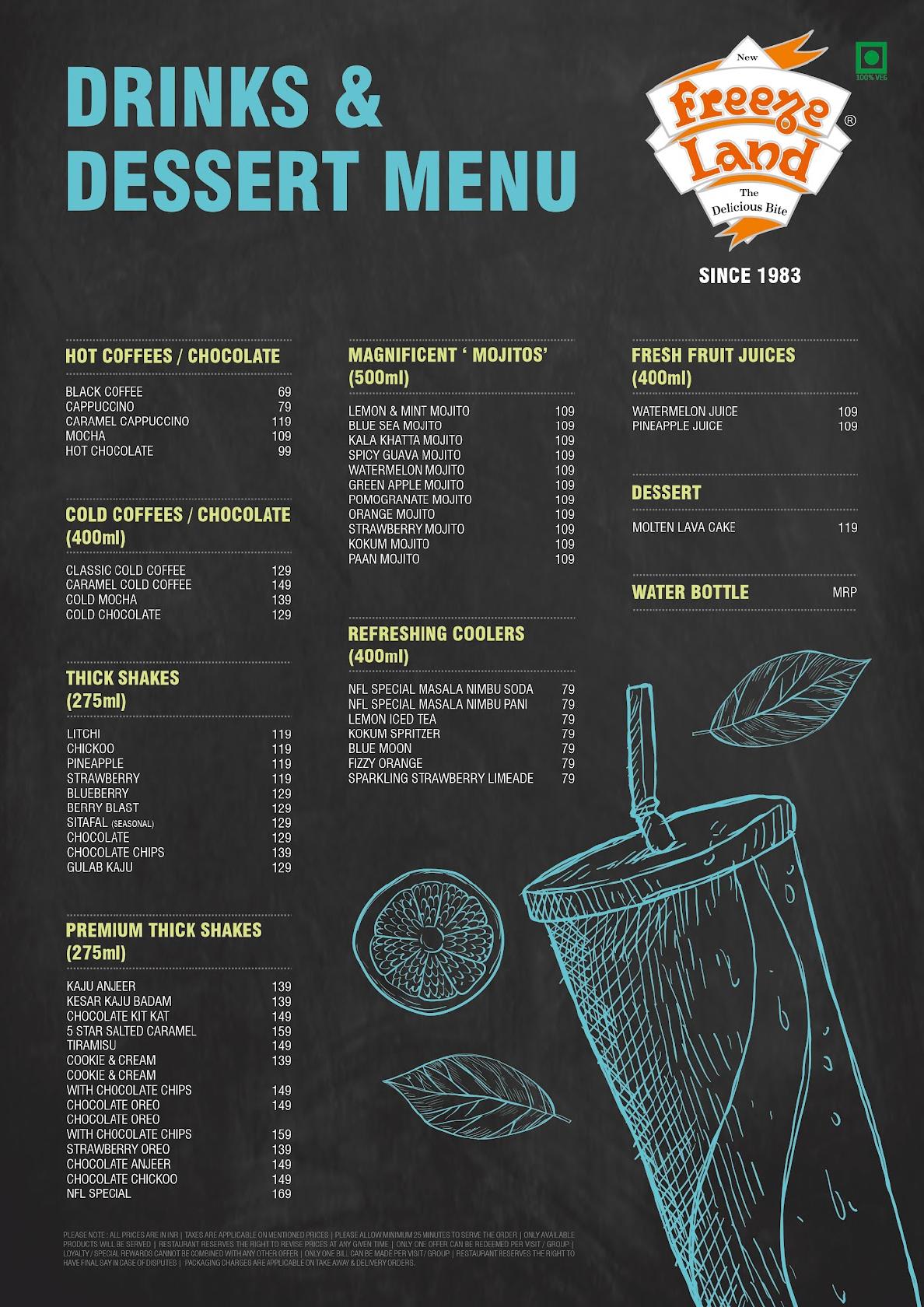 Menu at New Freezeland, Ahmedabad, GF
