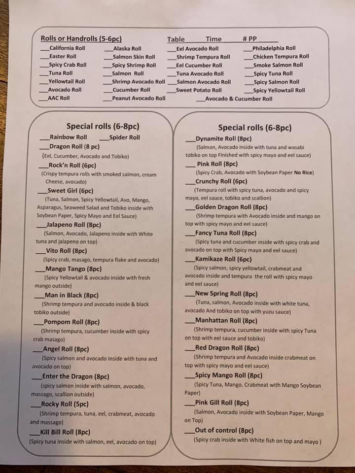 Menu at Shokudo sake bar, Glastonbury