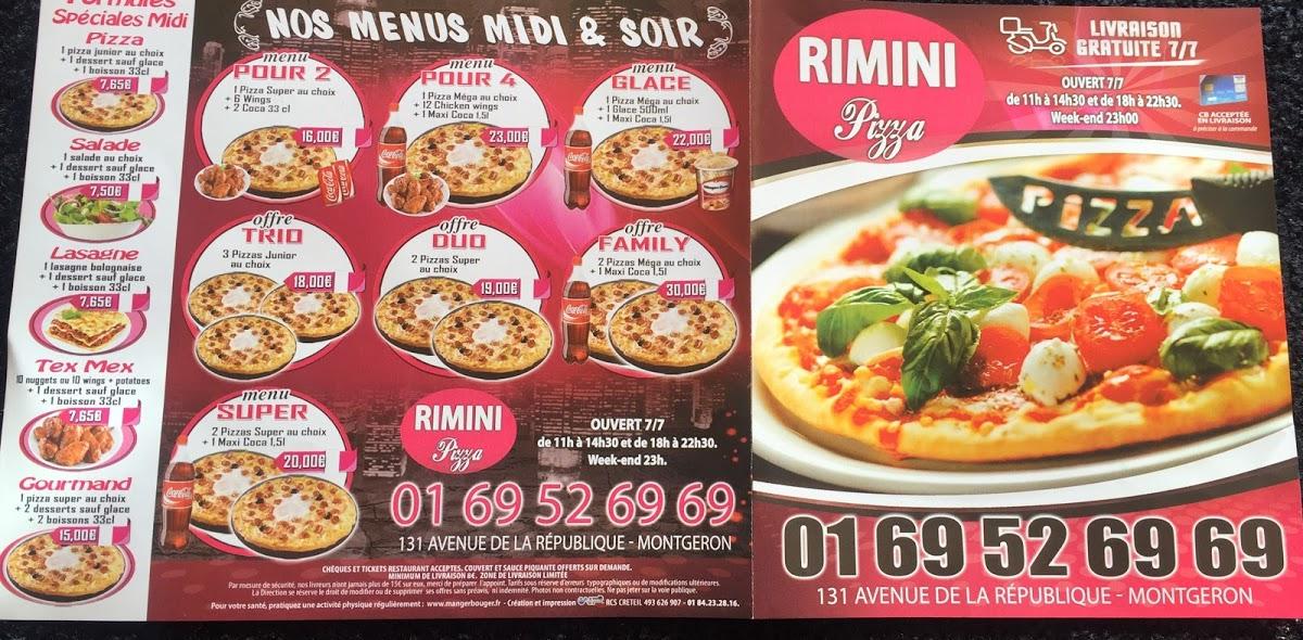 Menu au Pizzas Rimini pizzeria, Montgeron, 131 Av. de la République