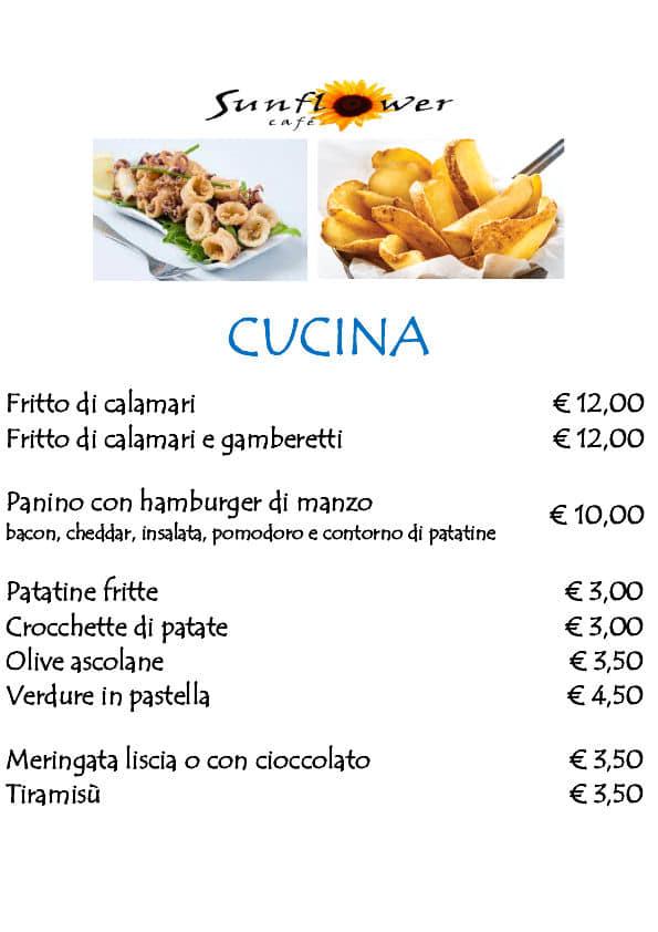 Menu at Sunflower Pizzeria, Bar, Cafè, Inveruno