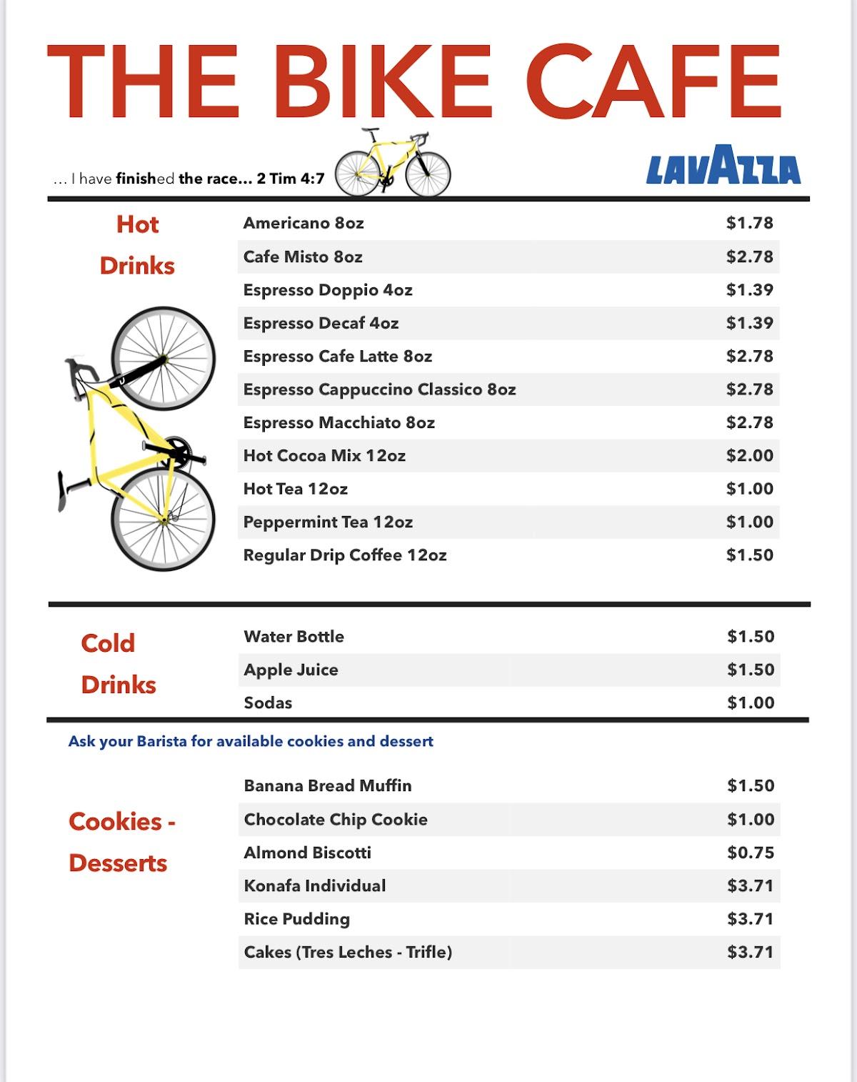 Menu at The Bike Cafe, Irvine