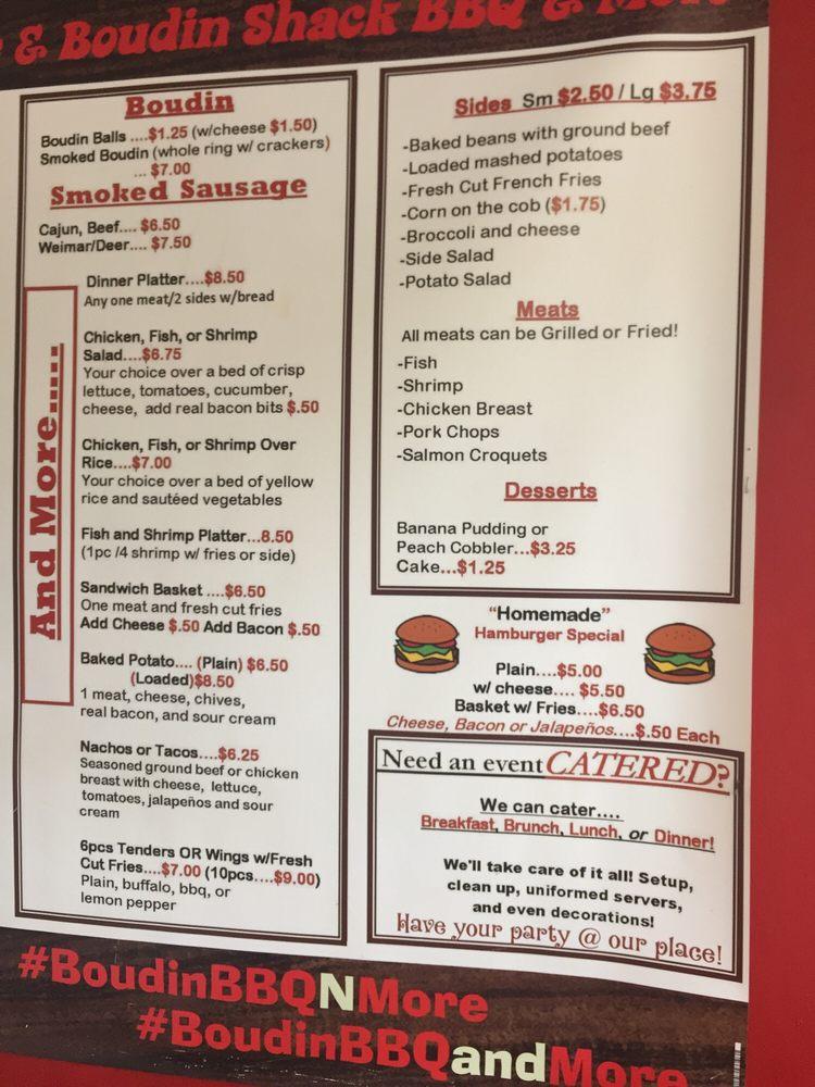 Menu at The Shack BBQ, Houston, Reed Rd