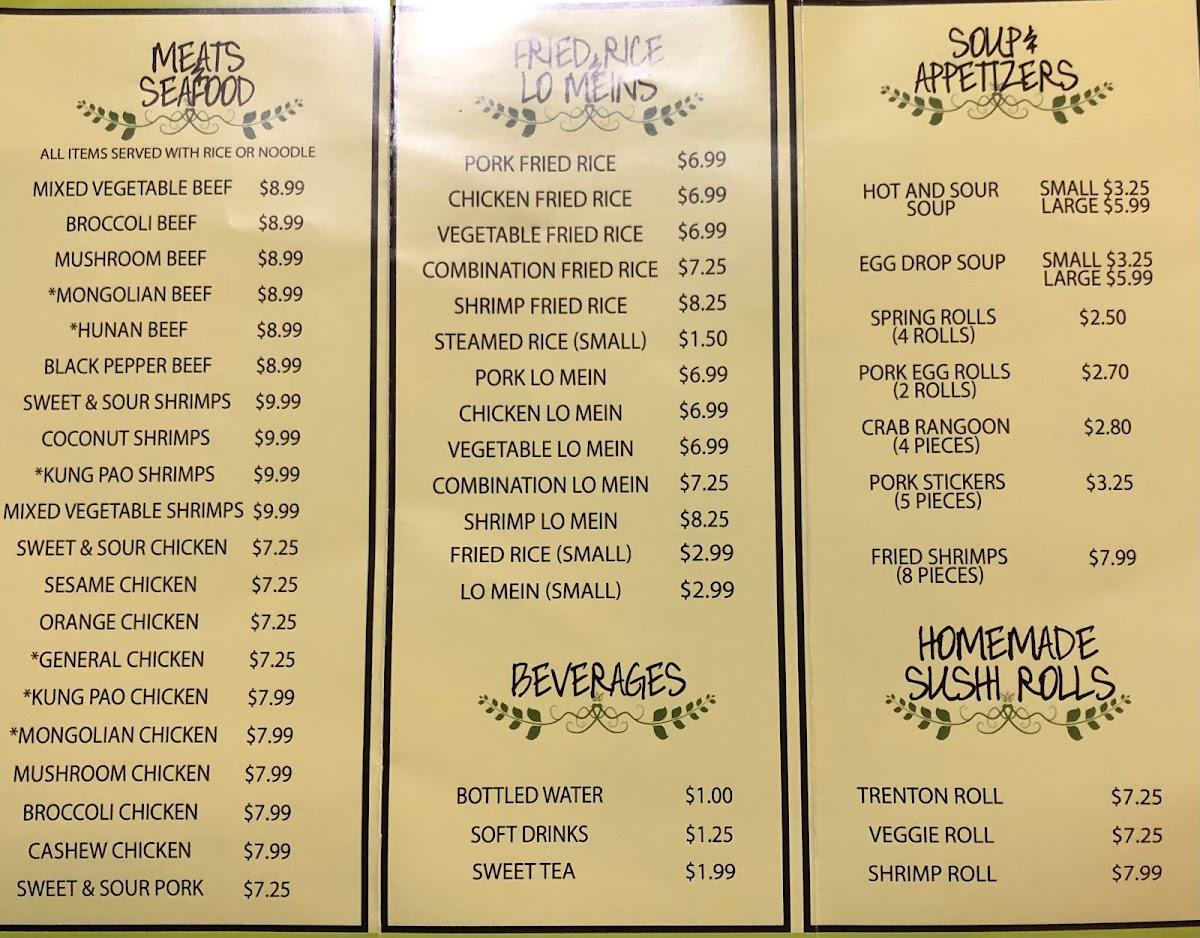 Menu at China Fresh restaurant, Trenton