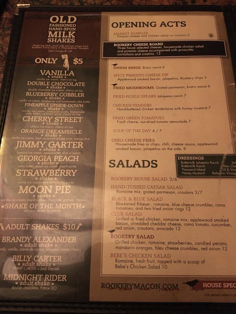 Menu at Rookery pub & bar, Macon