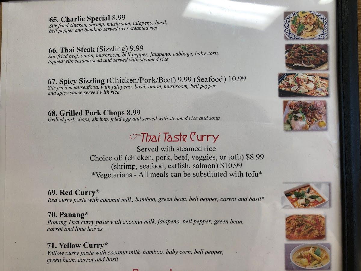 Menu at Thai Taste restaurant, Springdale