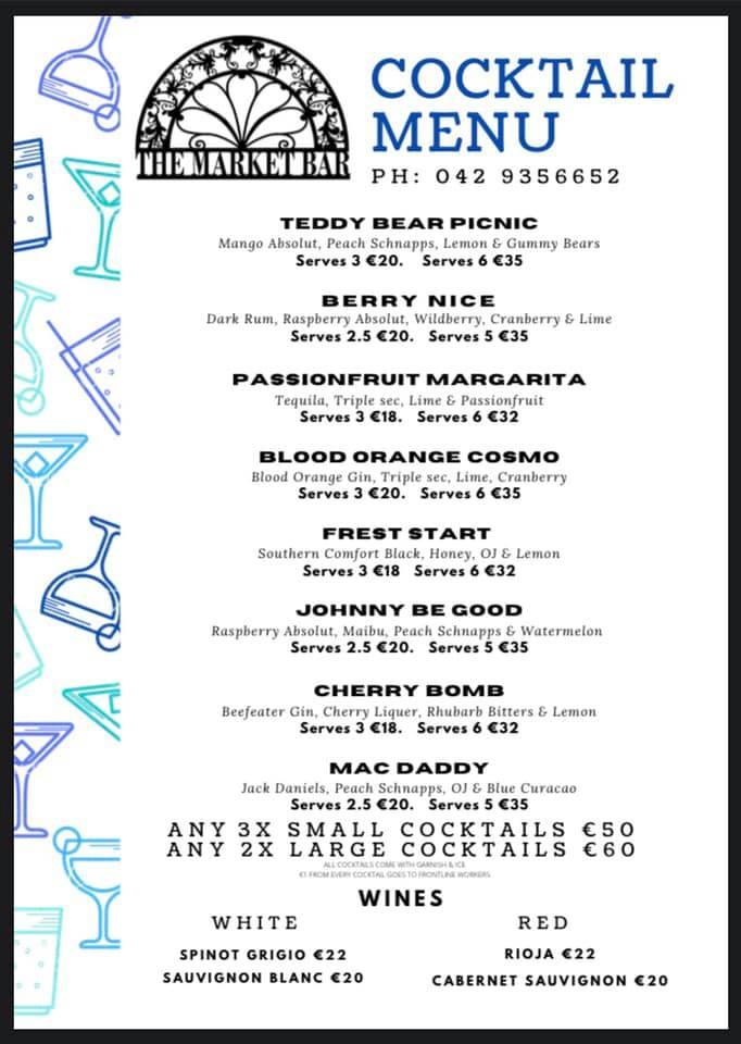 Menu at The Market Bar, Dundalk