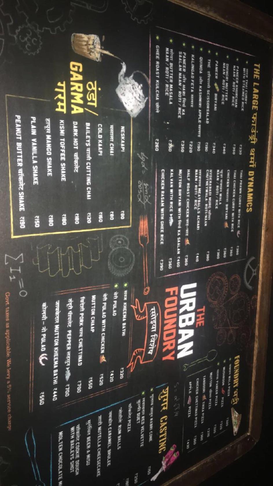 Menu at The Urban Foundry, Baner, Pune, 1