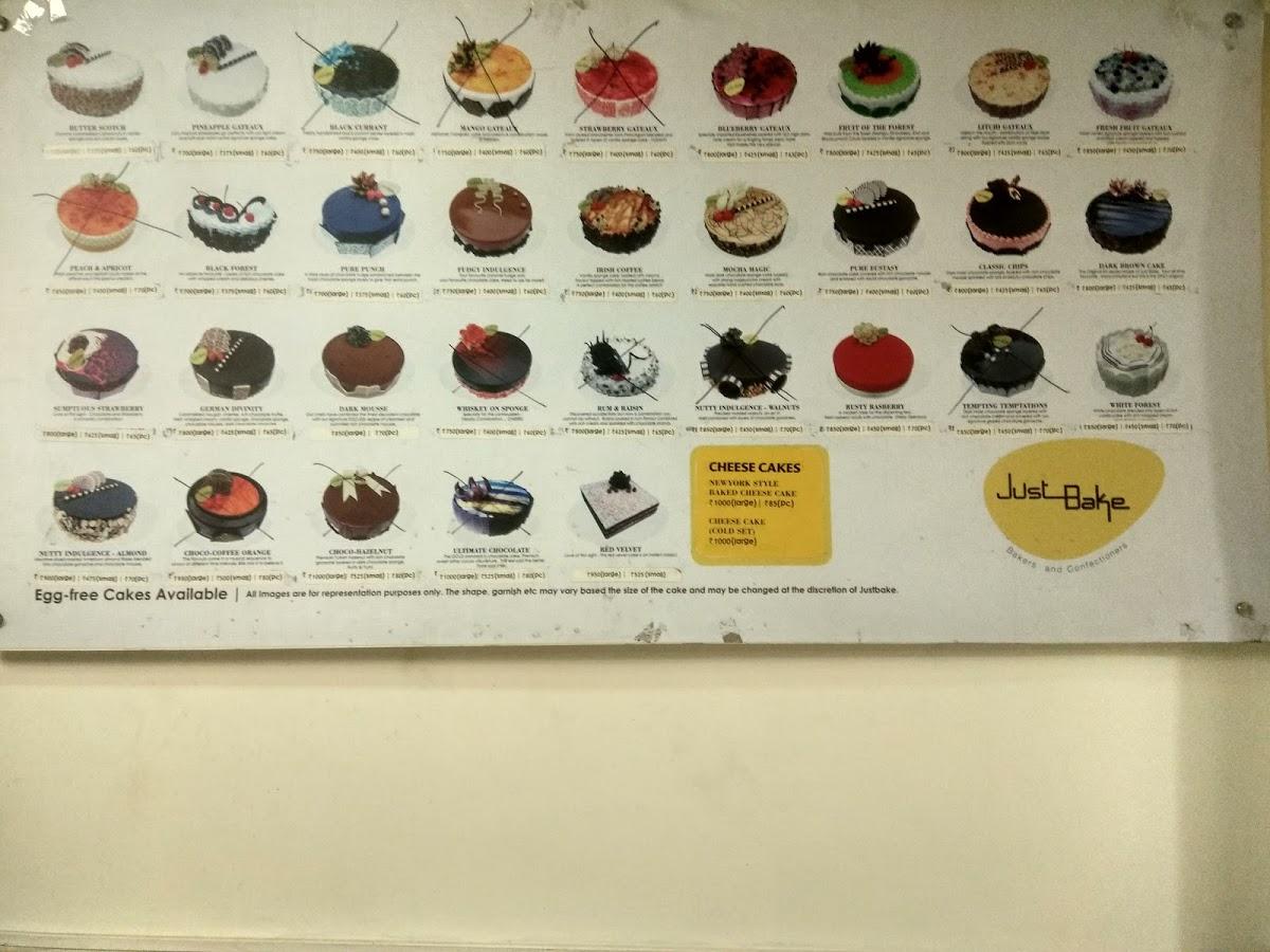 Menu at Just Bake Kumarswamy Layout, Bengaluru