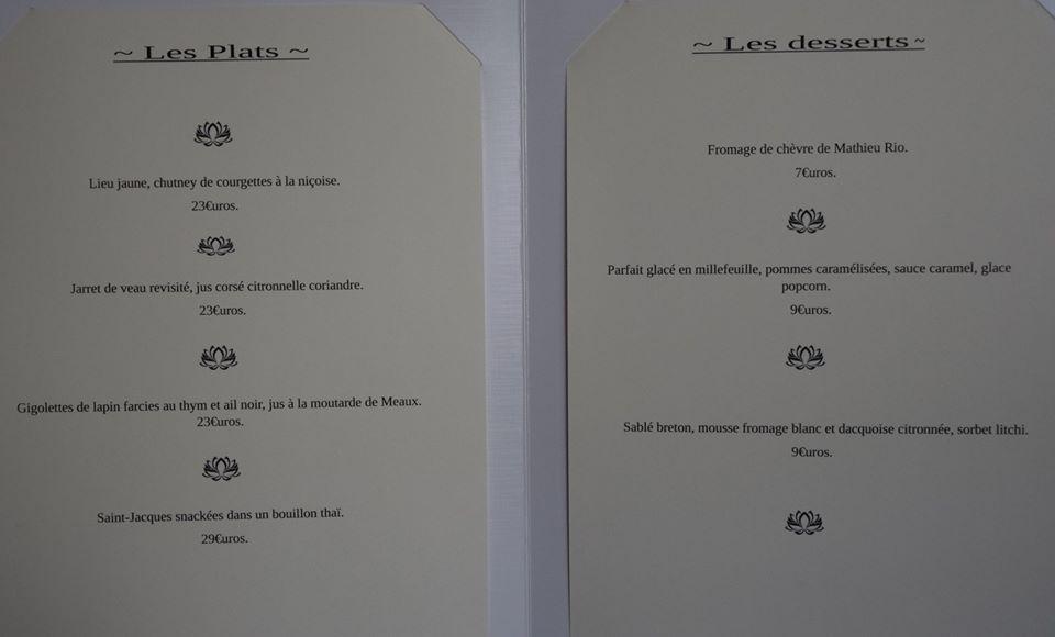Menu at Les Secrets de Celine restaurant, Lézan