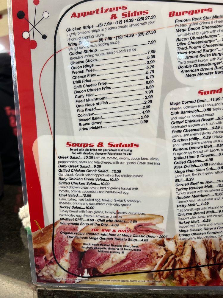 Menu at Mega Classic Diner restaurant, Flint