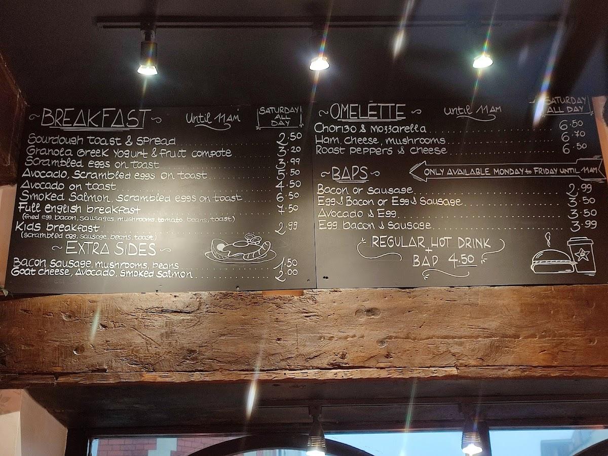Menu at Mocha Mocha cafe, Bristol