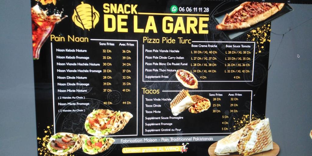Carta del restaurante Snack del la gare Al wifaq temara, Temara