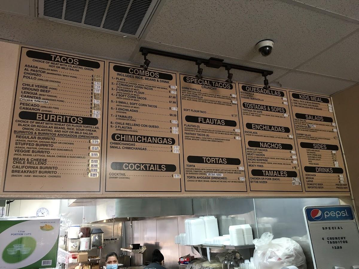 Menu at Veronica's Taqueria restaurant, Yuba City, 540 Bogue Rd