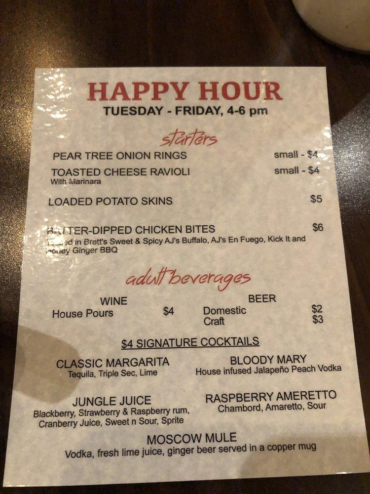 Menu at The Pear Tree steakhouse, Macon