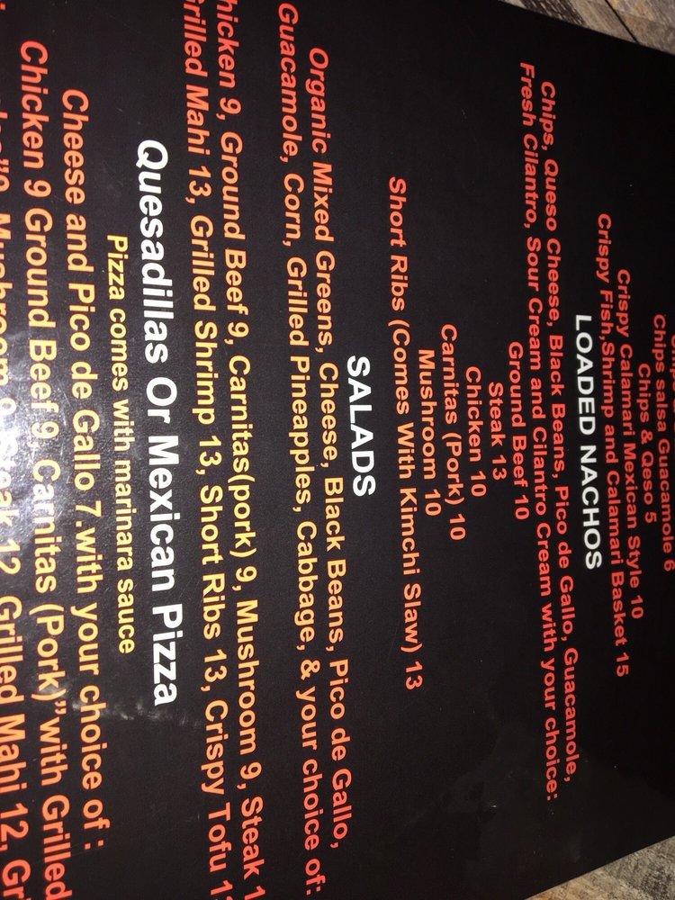 Menu at The Taco Joint restaurant, Hollywood