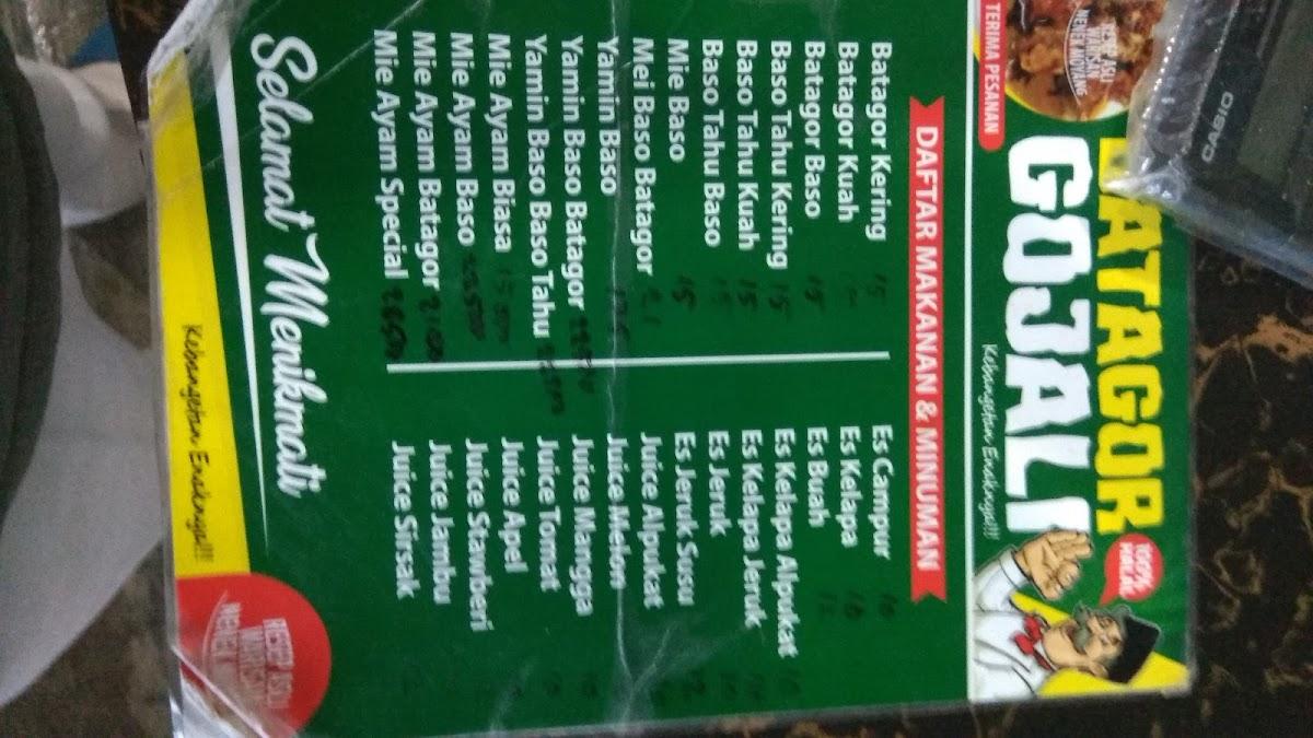 Menu at Batagor Gojali restaurant, Batujajar, Jl. Sukawargi No.05