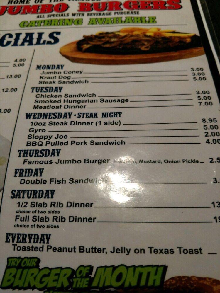 Menu at Main Street Saloon pub & bar, Akron