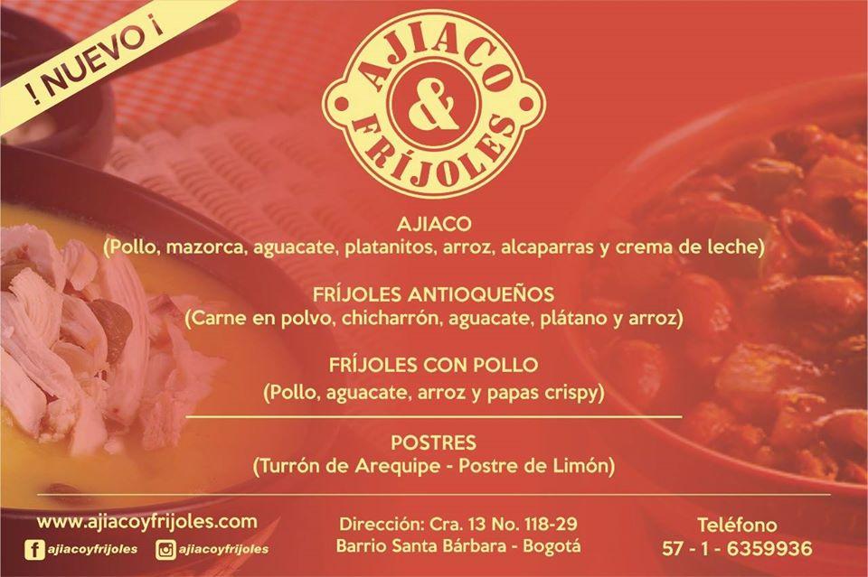 Menu at Ajiaco & Fríjoles restaurant, Bogotá