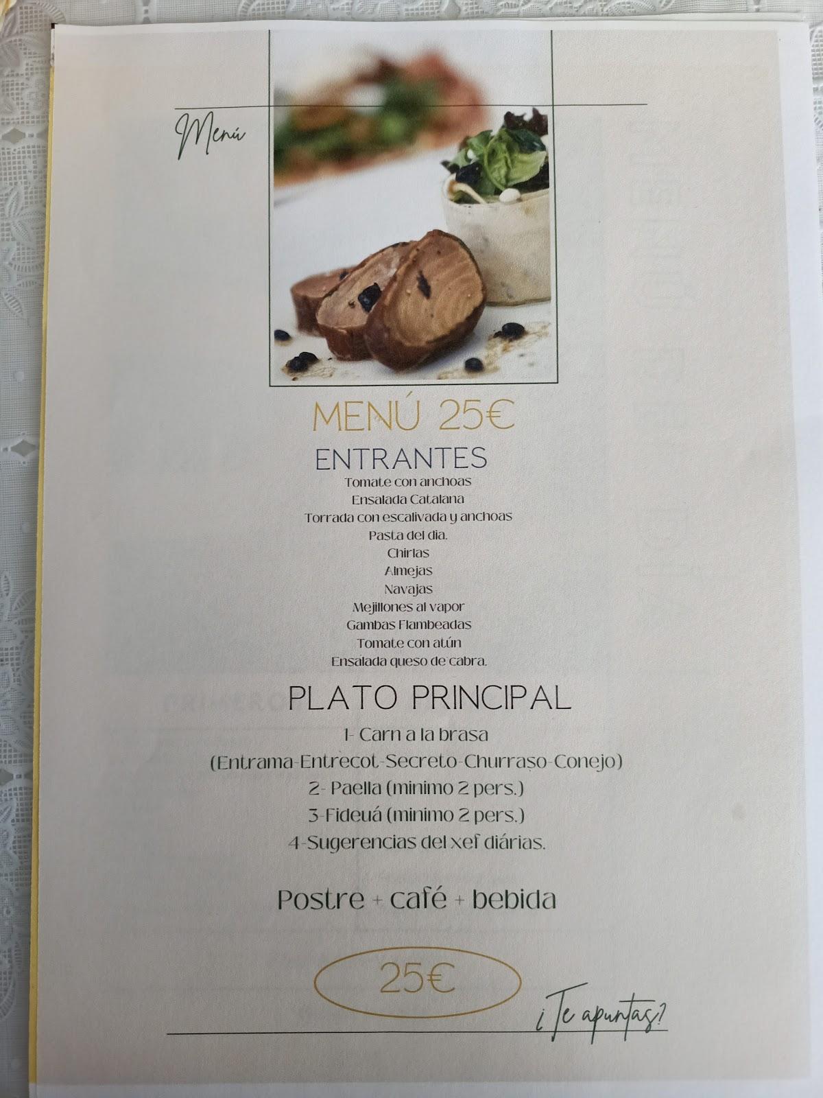 Menu at Can Ramon restaurant, Calonge