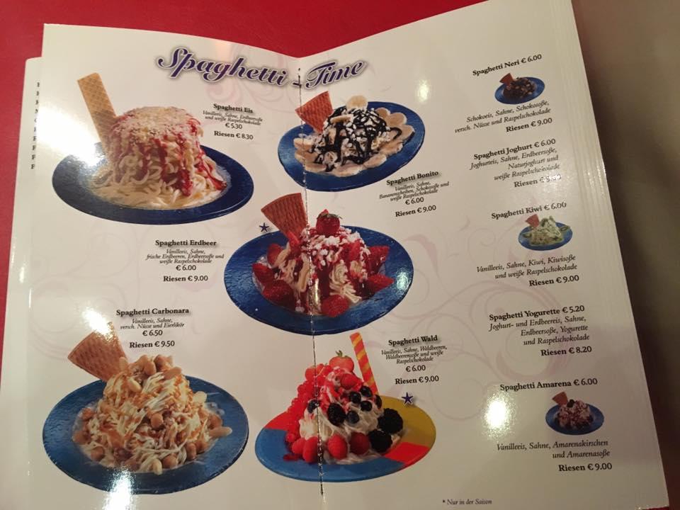 Menu at Eiscafé Venezia, Heroldsberg