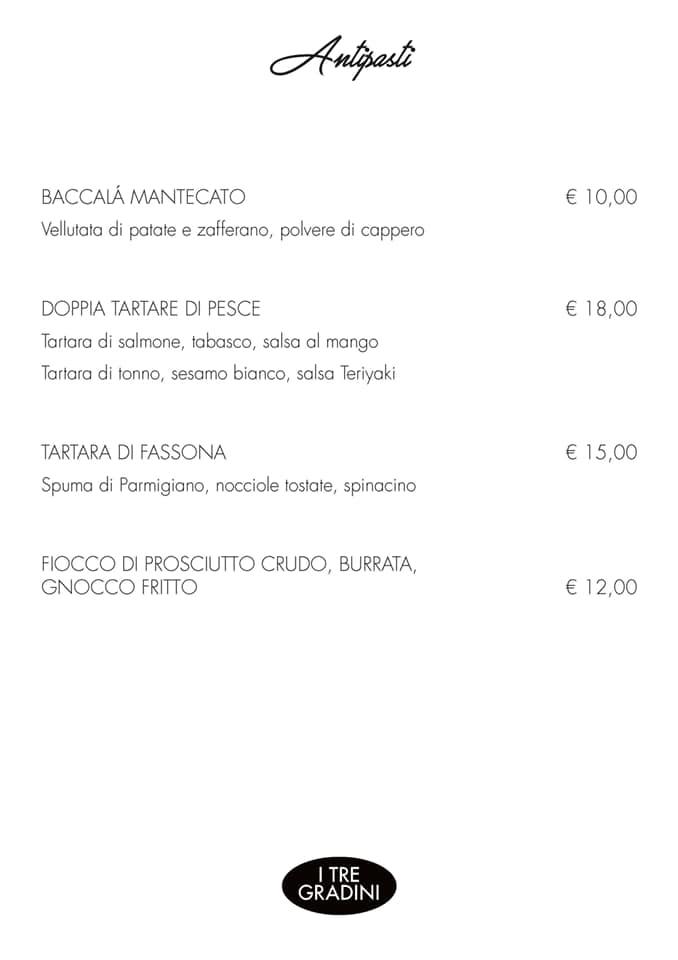 Menu da Ristorante I Tre Gradini, Cusano Milanino