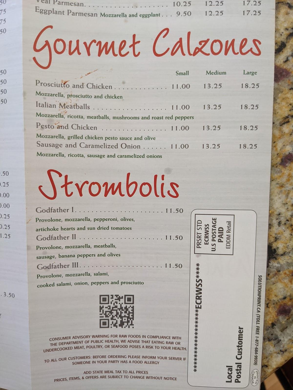 Menu at Mama Lena's Pizzeria, Stratham