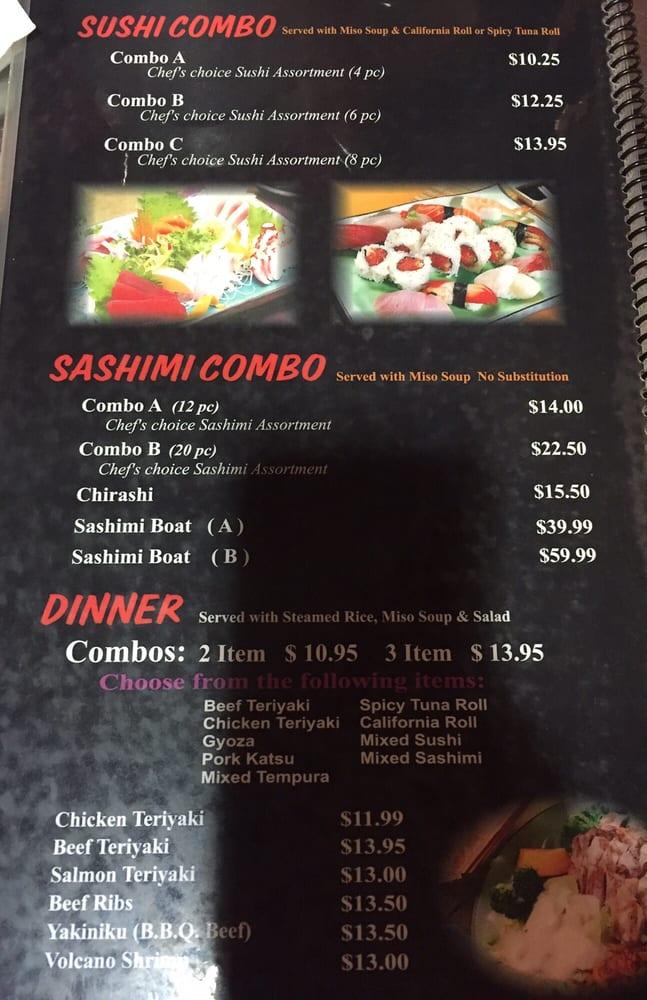 Menu at Mika Sushi restaurant, Camarillo