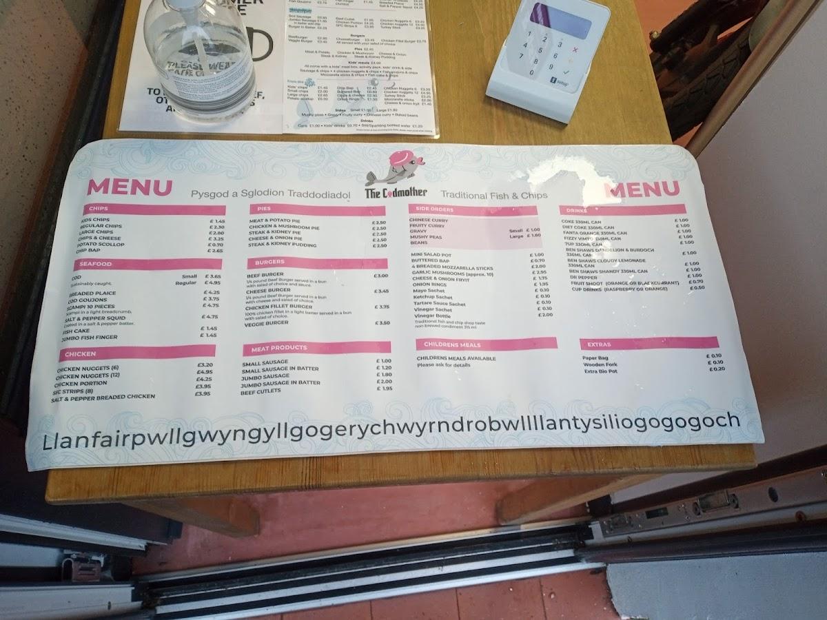 Menu at The Codmother fast food, Niwbwrch