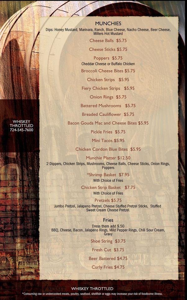 Menu at Whiskey Throttled pub & bar, USA