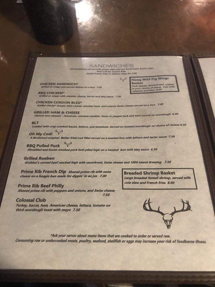 Menu at Bucksnort Bar, Mesick