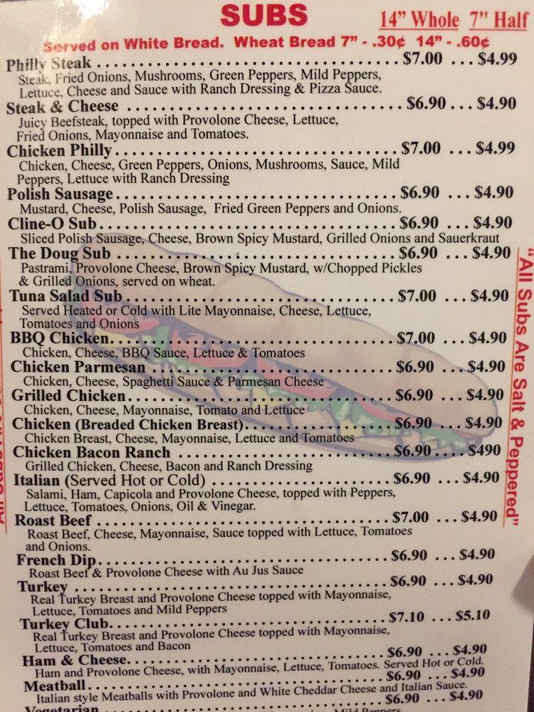 Menu at CJ's Pizza & Subs pizzeria, Wytheville