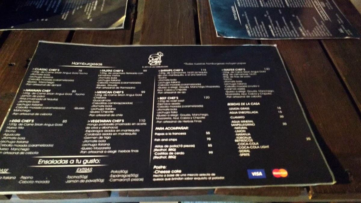 Menu at Chef's Burger restaurant, Santiago de Querétaro, Calle 16 de ...