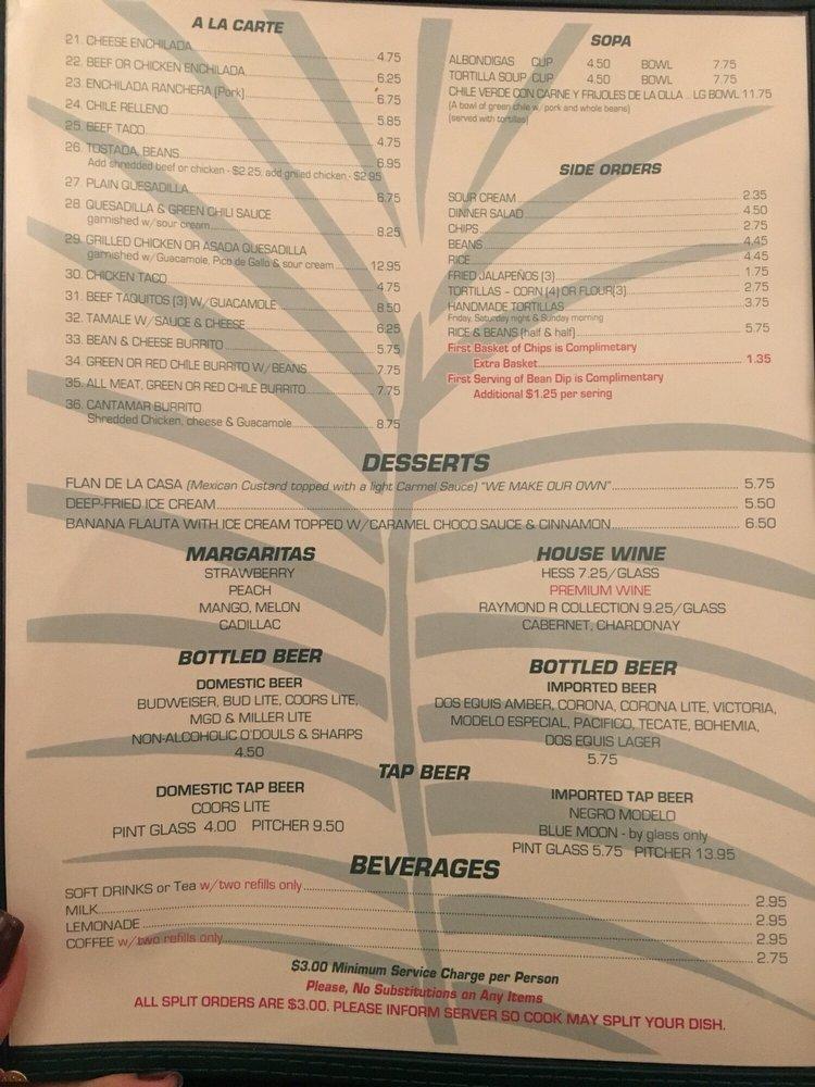Menu at Don Ramon's Mexican Restaurant, Huntington Beach