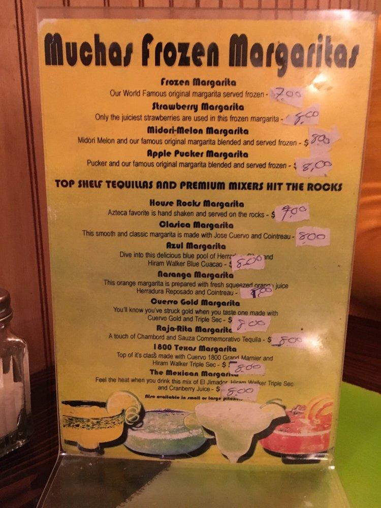 Menu at El Azteca restaurant, Attleboro