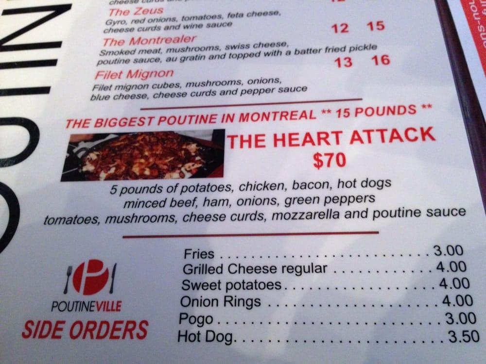 Menu at Poutineville restaurant, Montreal, Ontario St E