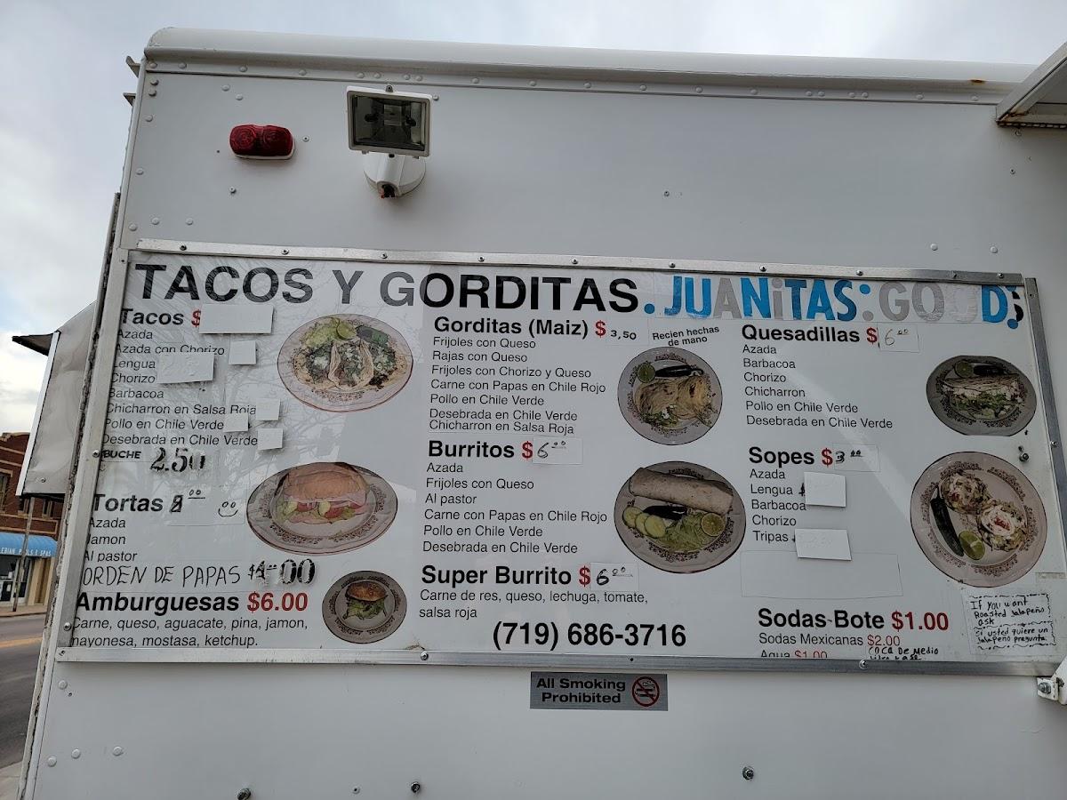 Menu at Tacos y Gorditas Juanitas restaurant, Pueblo