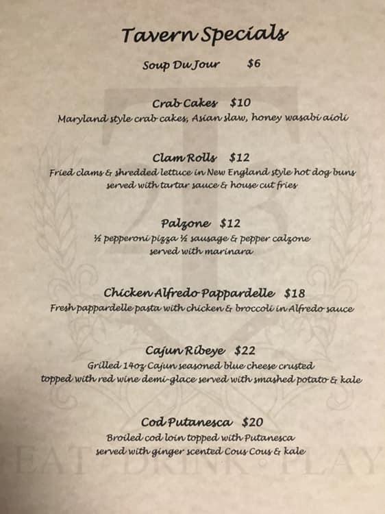 Menu at Tavern 23 pub & bar, Poughkeepsie