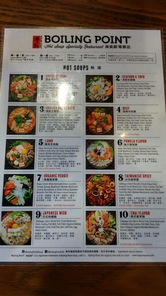 Menu at Boiling Point restaurant, San Gabriel