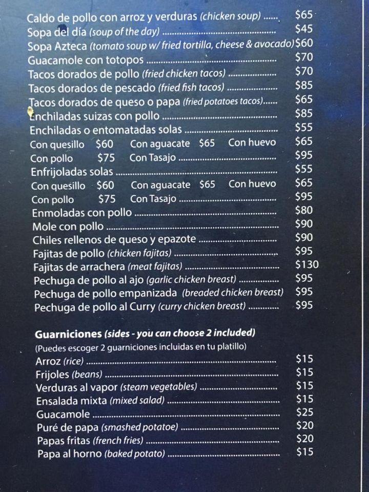 Carta de Café Azul, Puerto Escondido, Lambityeco