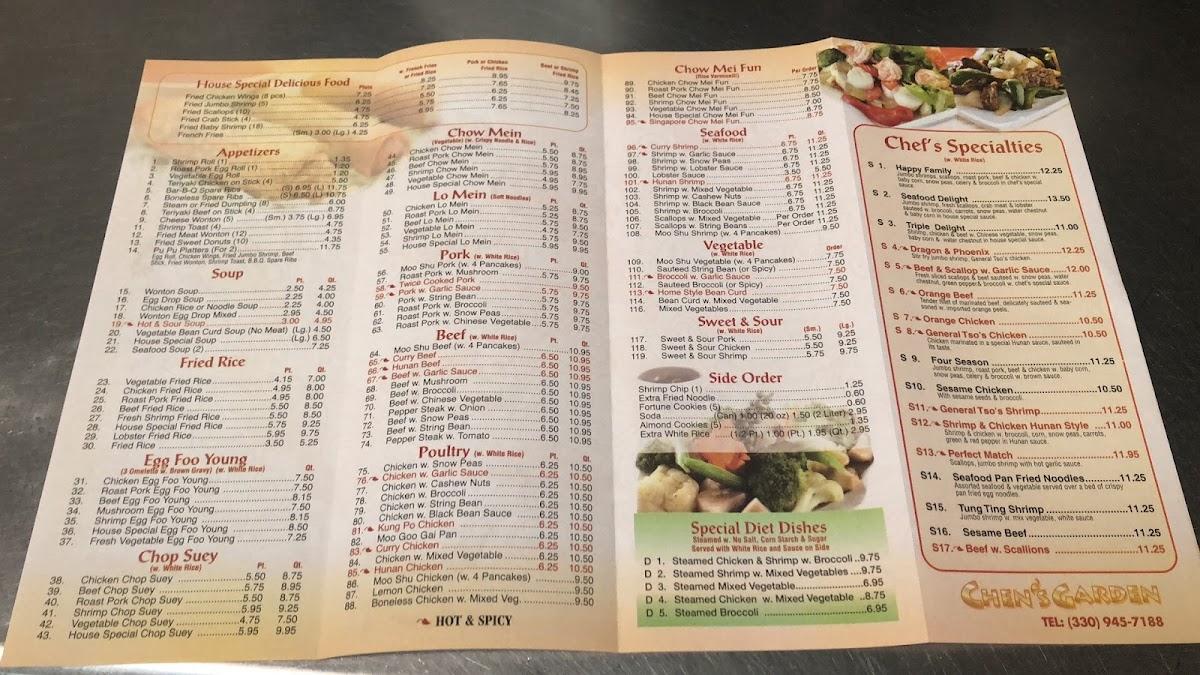Menu at Chen's Garden restaurant, Cuyahoga Falls